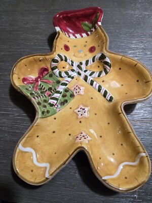Gingerbread Man Laurie Gates Candy bowl or spoon rest Christmas | eBay