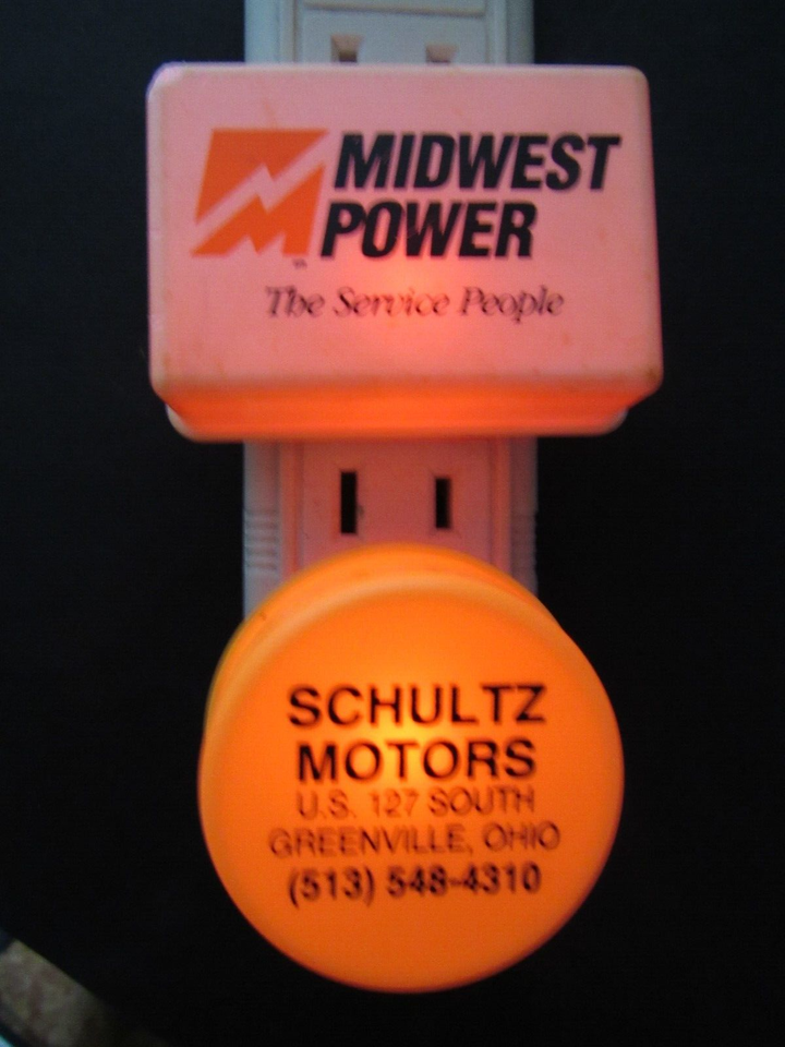 Vintage advertising night lite X2 RARE light MIDWEST POWER & SCHULTZ ...