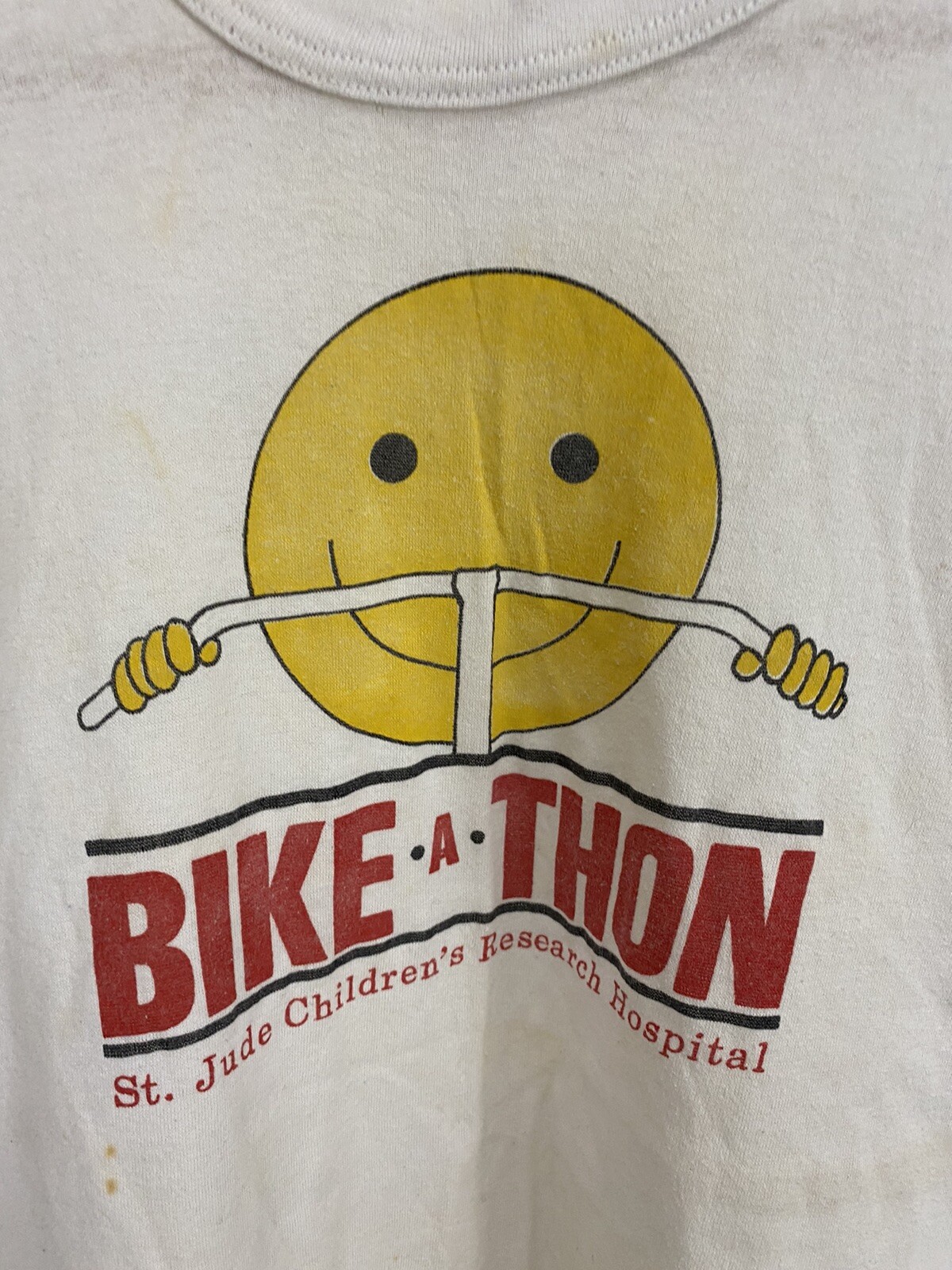 VTG 70s Bike A Thon St Jude Hospital Smiley Face Thin… - Gem