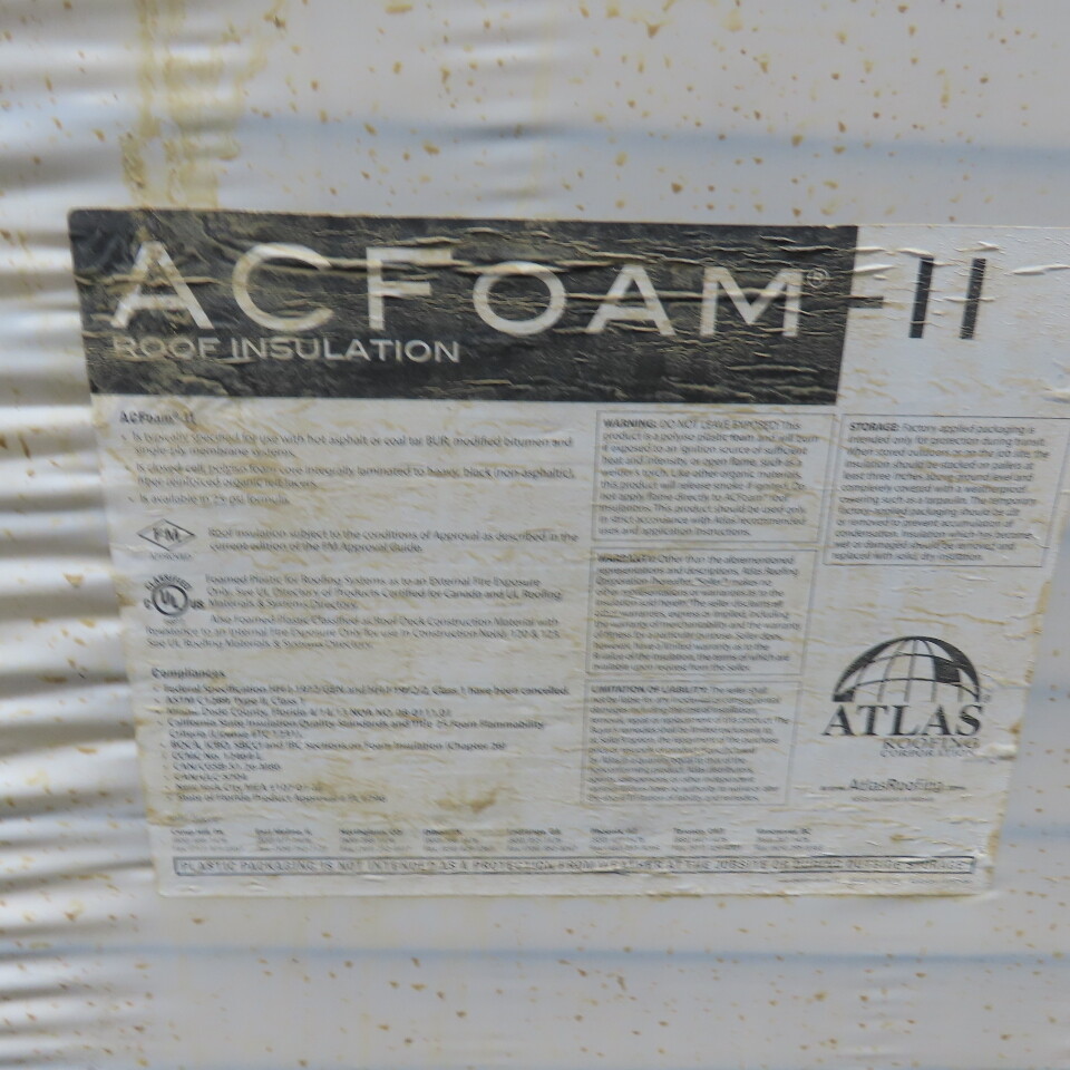 Atlas ACFoam-II 48"x48"x2" GRF Foam Board Roofing Insulation 400SQ/Ft ...
