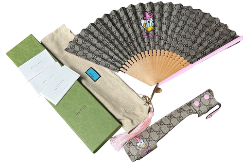 Gucci × Disney Fans Daisy Duck Folding Fan Pink GG Monogram Sensu Japan ...