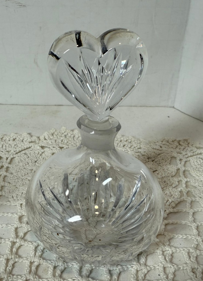 Marquis by Waterford Crystal Perfume Bottle W/ Heart Shaped Stopper. 4 ...