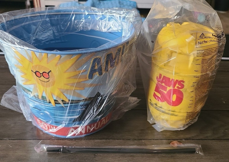 Jaws 50th Anniversary Popcorn Bucket Tin & Barrel Cup Combo - Regal ...