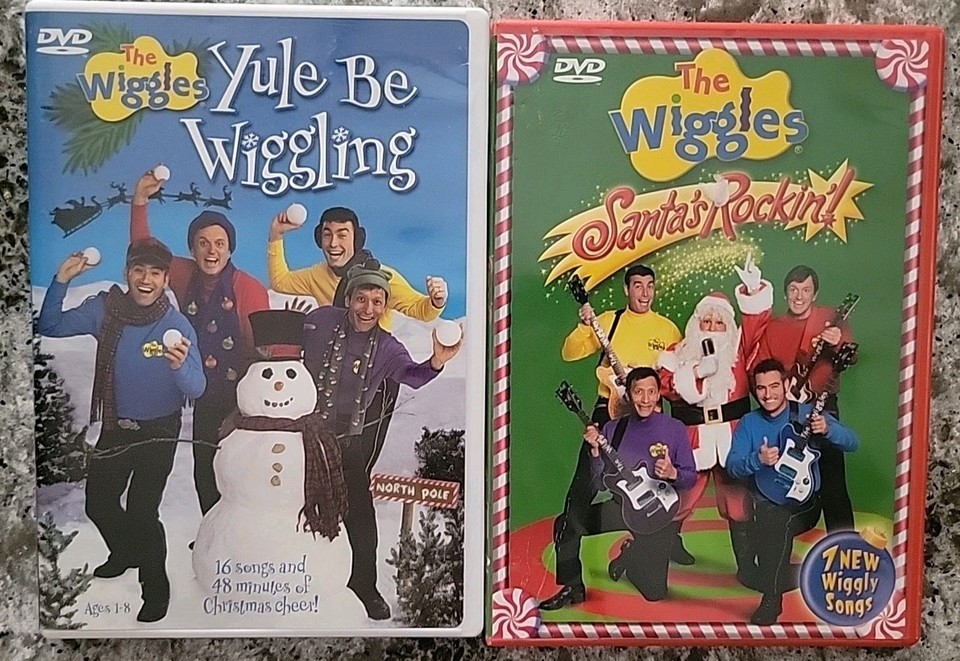 2 Wiggles Christmas DVDs & Wiggly Christmas Book Yule Be Wiggling Santa ...
