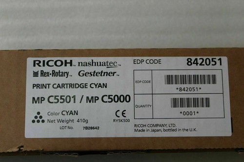 AUTHENTIQUE & ORIGINAL TONER RICOH MP C5501 / MP C5000 CYAN- CODE EDP ...
