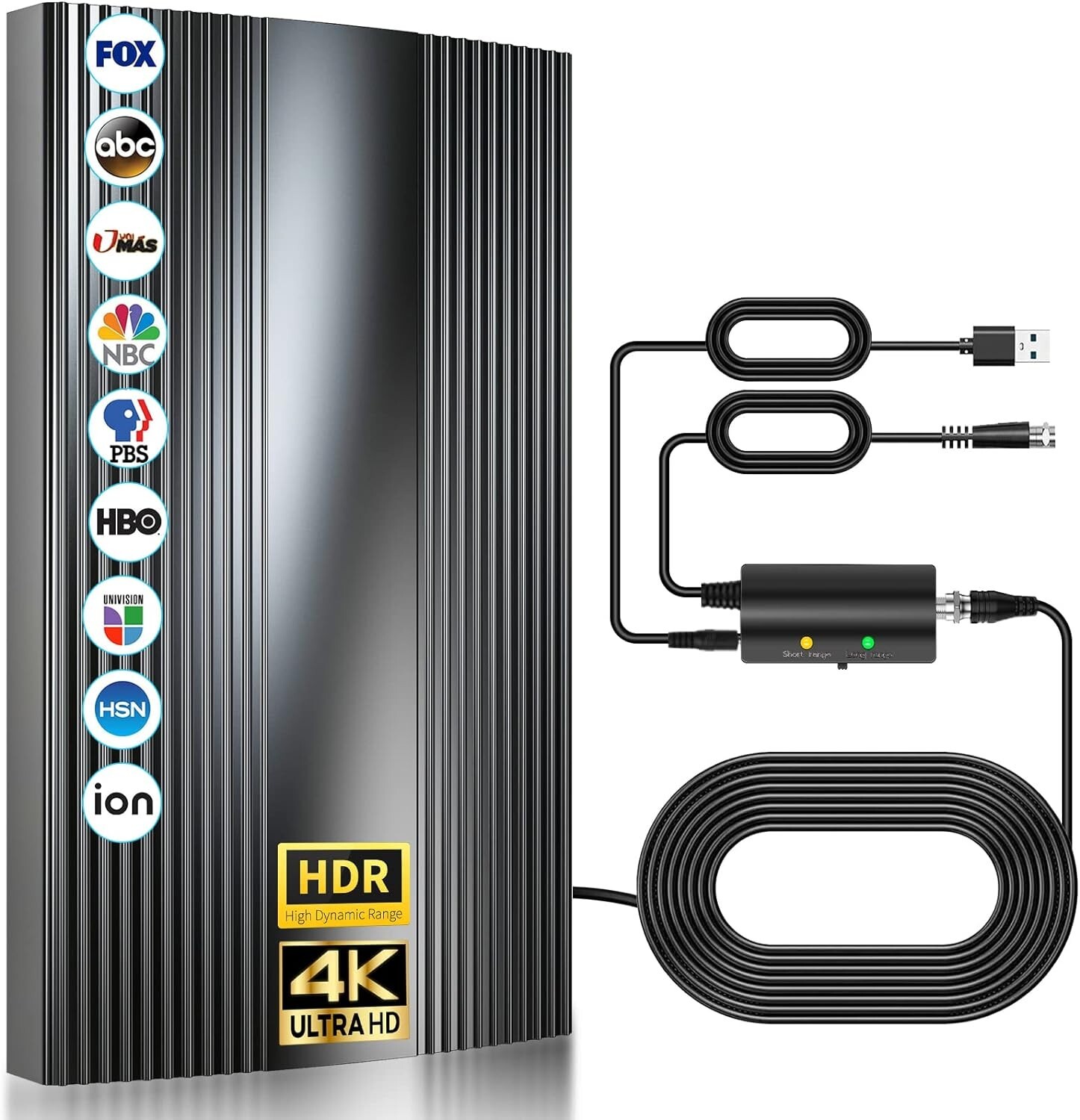 K HD Strongest Tv Antenna with Amplifier Signal Booster/36ft Coax Cable ...