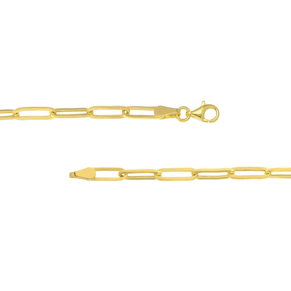 3.8mm Paperclip Chain Bracelet Real 14K Yellow Gold | eBay UK