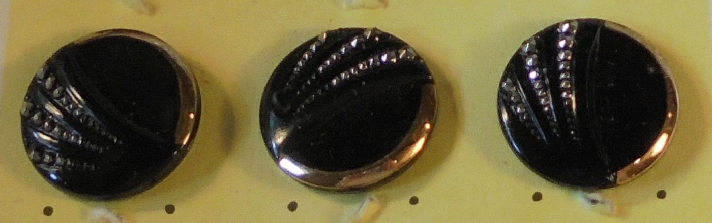 Vintage 24 Button Card Jablonex Czechoslovakia Black Glass Silver Gold ...