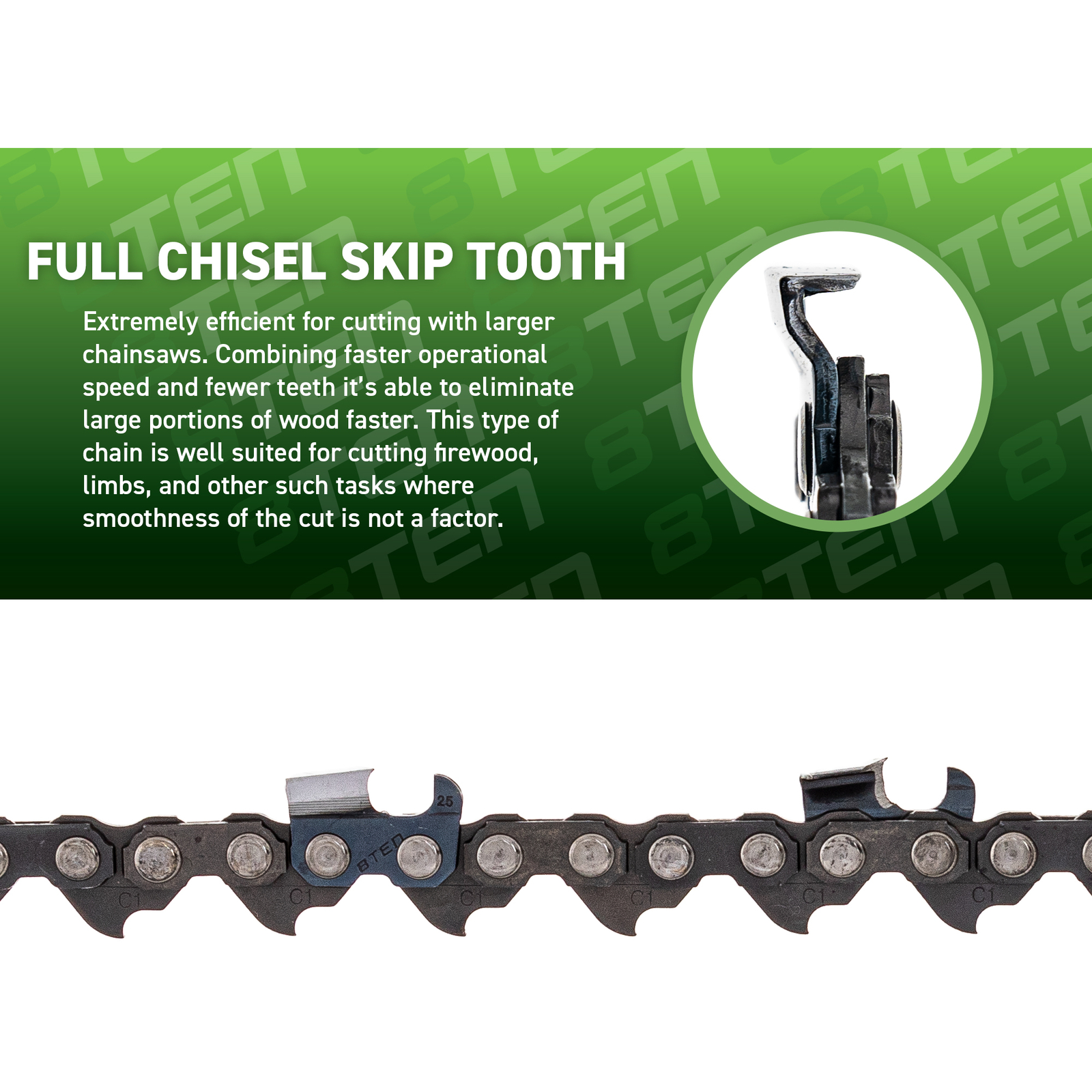 Full Chisel Skip Tooth Chainsaw Chain 20 Inch .050 3/8 72DL for ...