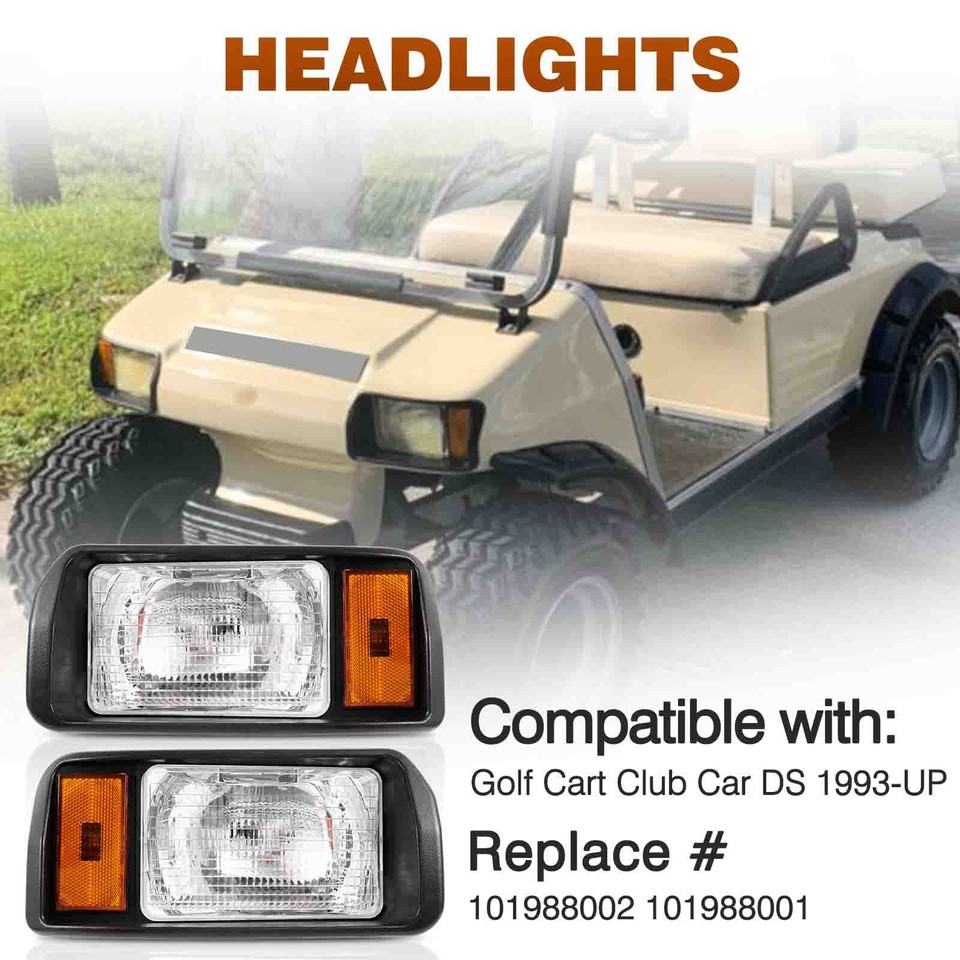Driver & Passenger Headlights For Club Car DS Factory Size 101988001 ...