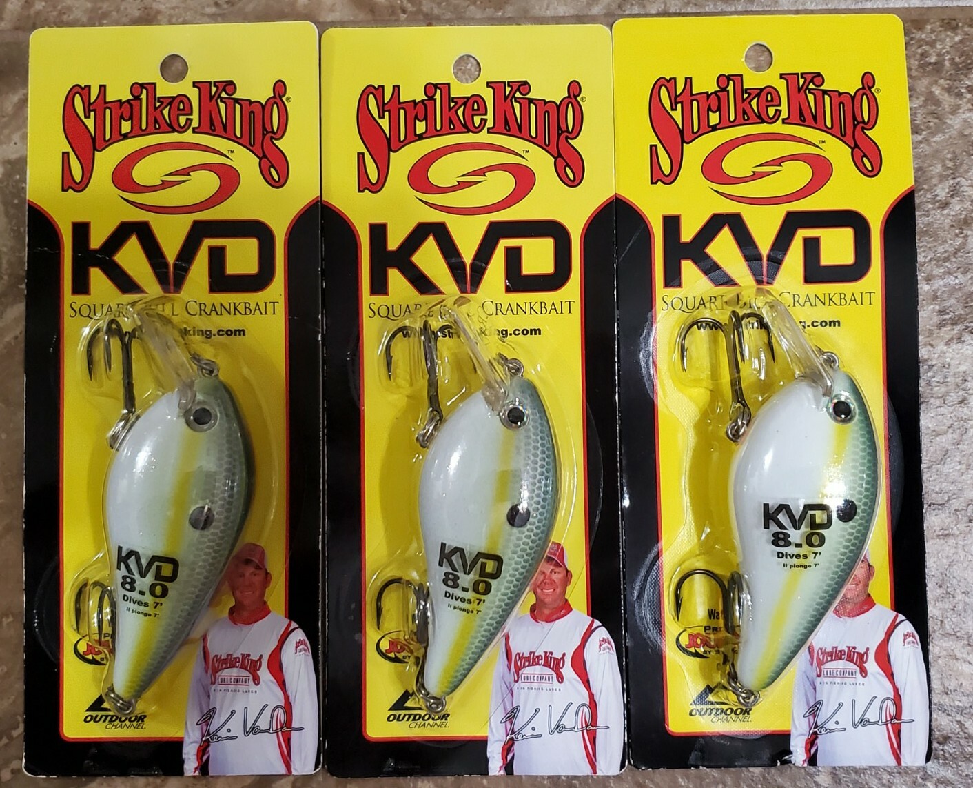 3 STRIKE KING KVD SQUARE BILL 8.0 CRANKBAIT FISHING LURE CHART SEXY ...