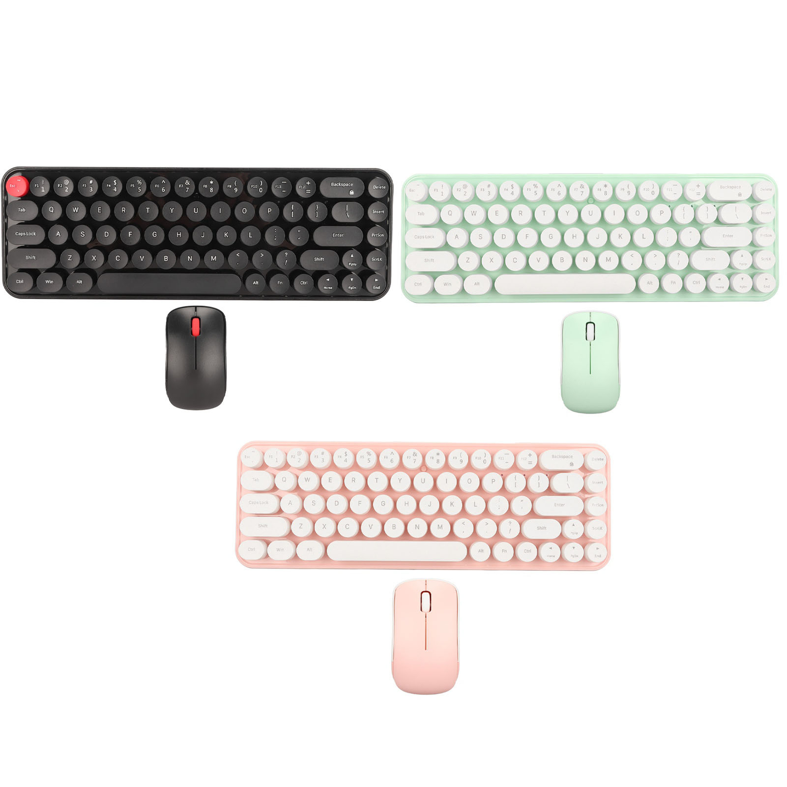 Typewriter Keyboard And Mouse Combo 68 Keys 2.4GHz Stable Transmission ...