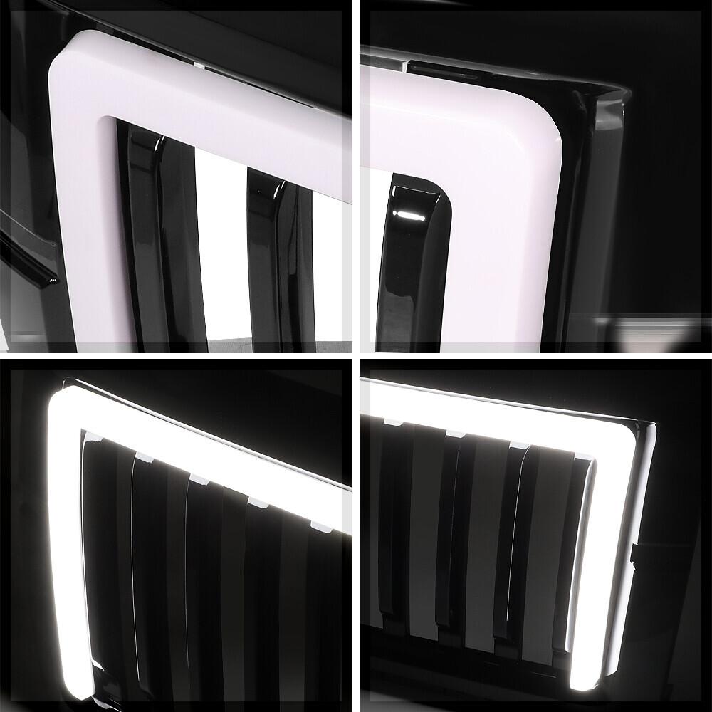 L-Shape LED Bar Vertical Slat Front Hood Grille for 14-15 Chevy ...