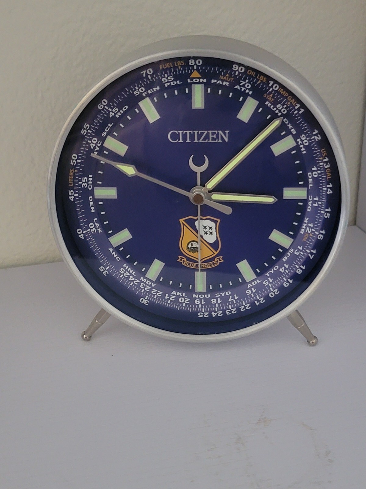 New Citizen Blue Angels Desk Clock Blue Dial 6" Diameter Alarm | eBay