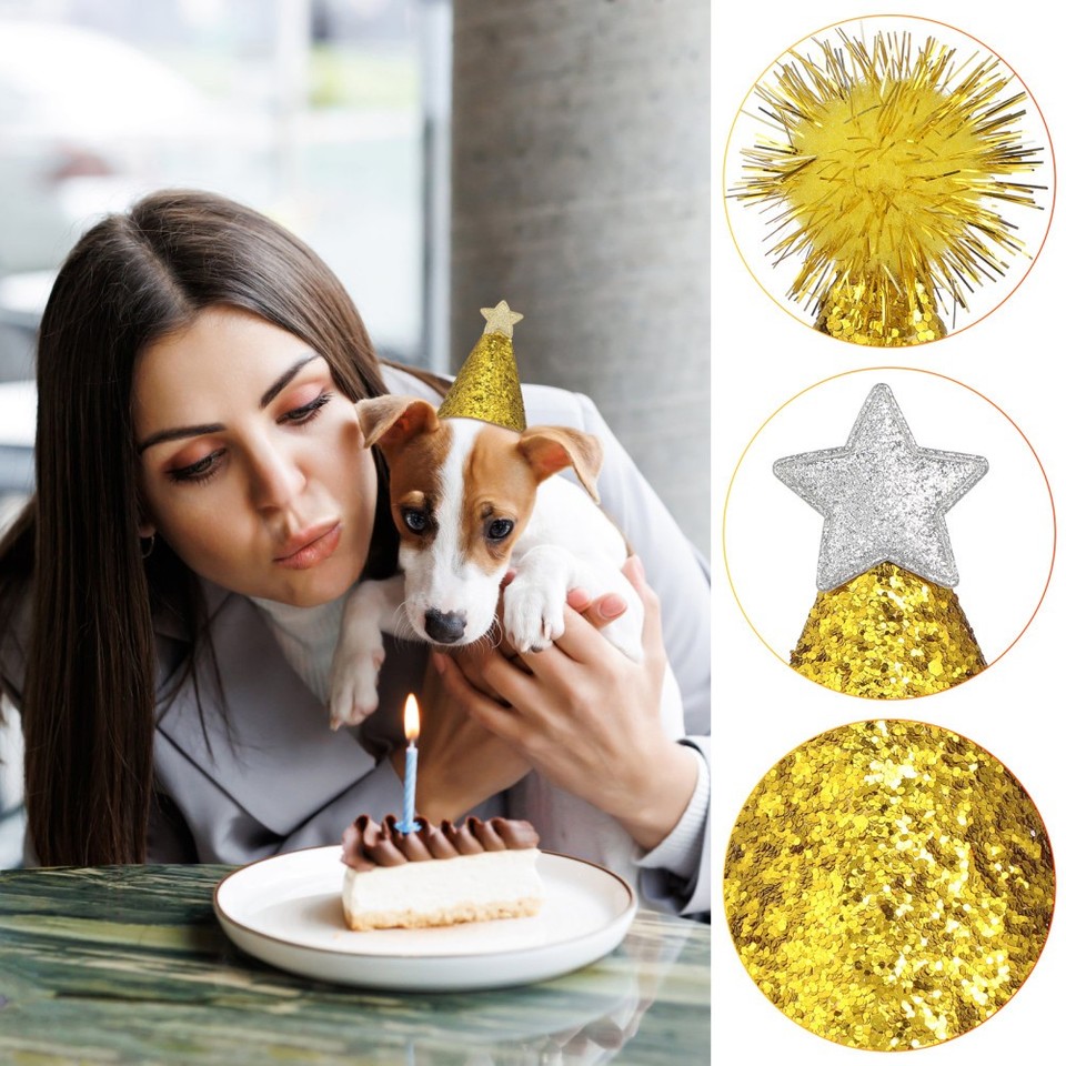 8pcs Dog Birthday Hats Glitter Birthday Hats Small Dog Hats Cat ...