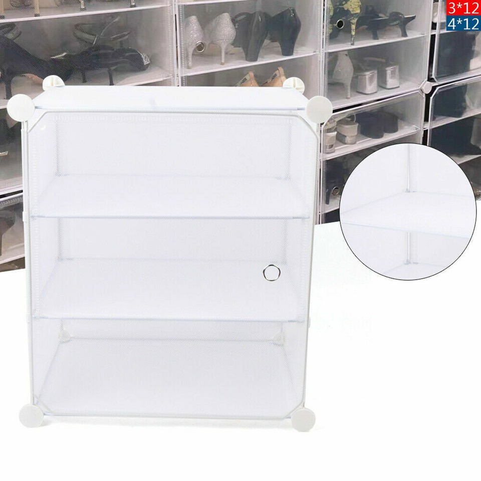 96 Pairs Shoe Box Storage Cabinet 12-Tier Shoe Rack Organizer Stackable ...