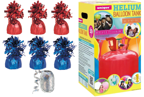 Small Helium gas supplied with 6 x Red & Royal Blue lweight & 20m ...