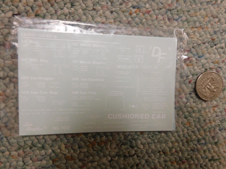 Rail Graphics decals HO Set#102 196080s data white letters 16 cars ...