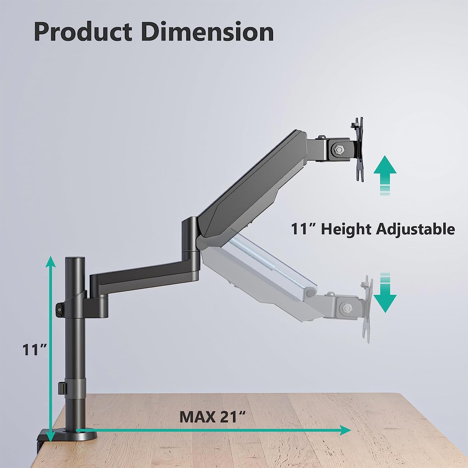 Premium Single LCD Monitor Desk Mount Fully Adjustable Gas Spring Stand ...