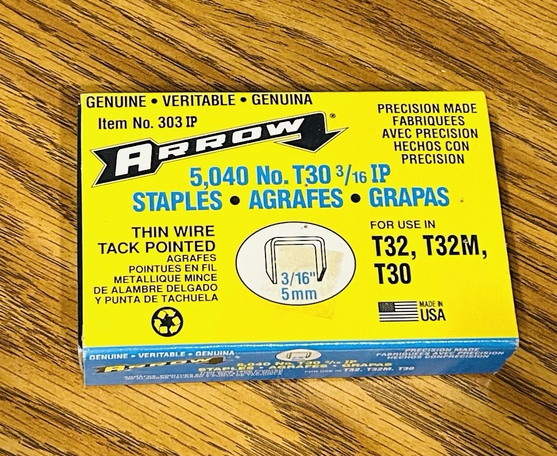 Arrow T30 Staples 3/16" IP #303 IP - Thin Wire Tack Pointed - NOS | eBay