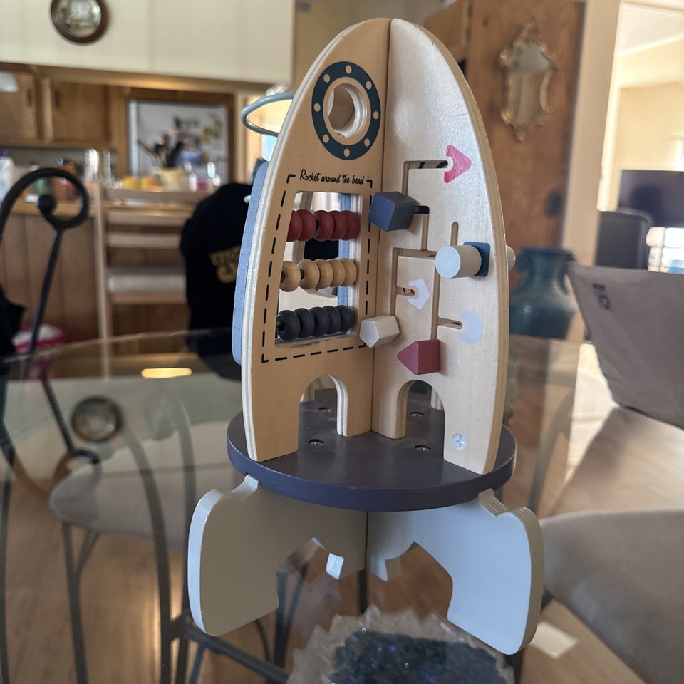 Baby Busy Bead Sensory Toy Rocket ship Montessori Waldorf Kids | eBay