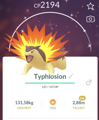 Shiny XXL Typhlosion w/Blast Burn- Pokemon Go Trde | eBay