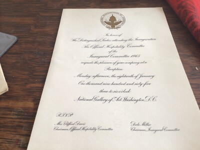 1965 Inauguration Invitation to Distinguished Ladies Reception | eBay