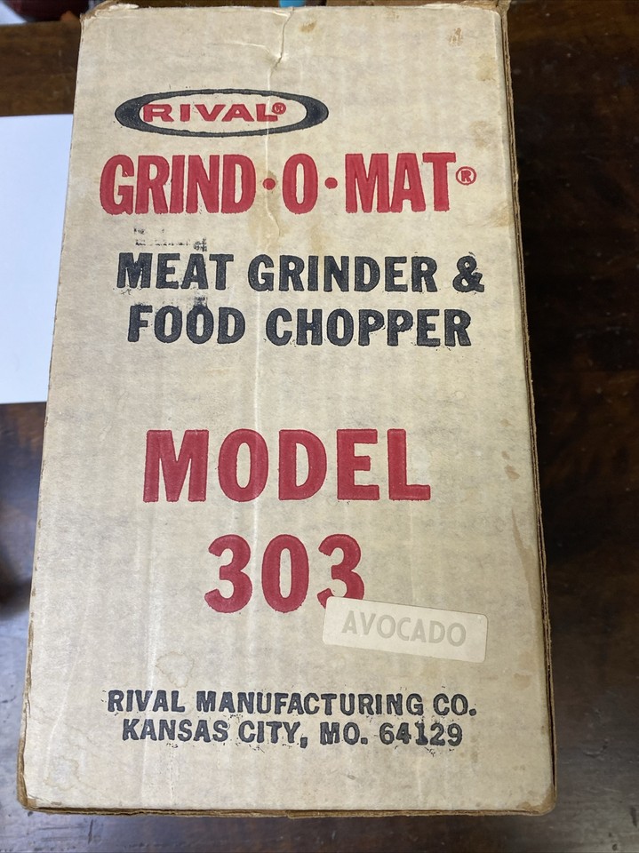 RIVAL GRIND O MAT Meat Grinder Model 303 With Box Vintage USA Avocado ...