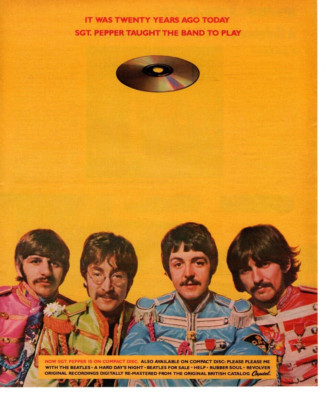 1987 CAPITAL RECORDS SGT PEPPER ON CD PRINT AD, BEATLES 20 YR, MUSIC ...