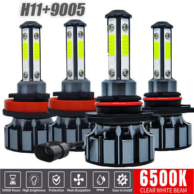 9005 H11 LED Headlights High Low Beam Bulbs Super Bright 12000K White ...