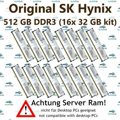 512 GB 16x 32 GB Rdimm ECC DDR3-1866 Supermicro X9DRT-F X9DRT-HF Server ...