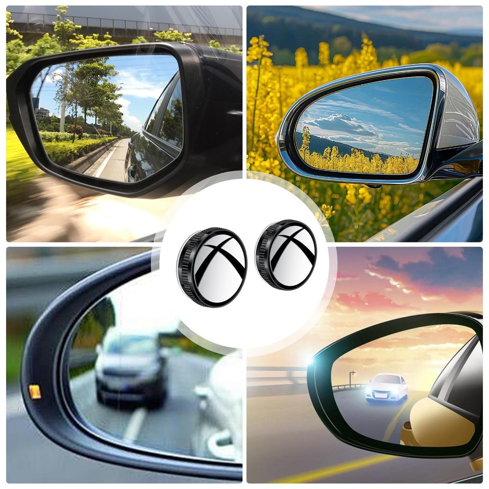 360° Round Glass Wide Angle Convex Blind Mirrors Side Rear View Mirror ...