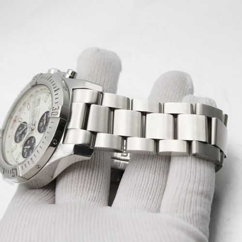 Breitling Colt Steel Chronograph White Sticks Dial Mens Watch A1338811 ...