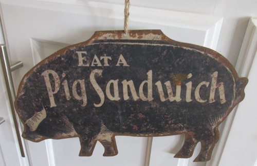 Kitchen or Deli Metal PIG Sandwich Wall SIGN~Primitive/French Country ...