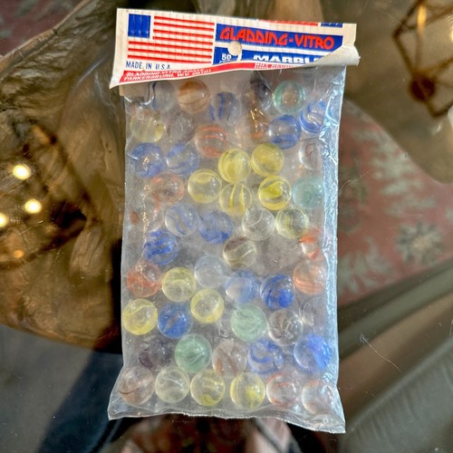 Vintage NEW Bag of 50 Gladding-Vitro Marbles Cats Eye Various Colors ...