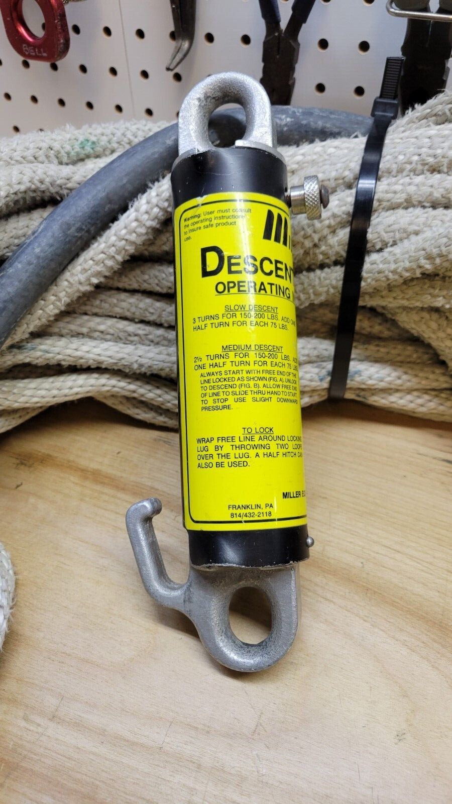 Miller Descent Device - Model No. 8113 with 250' rope and carrying bag ...