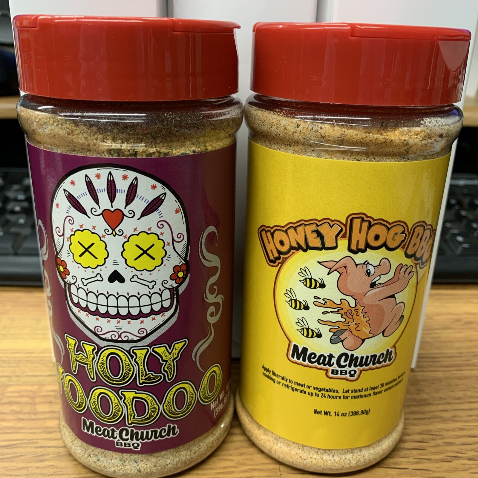Meat Church BBQ Rub Seasoning Combo: Honey Hog (14 oz) and Holy VooDoo ...