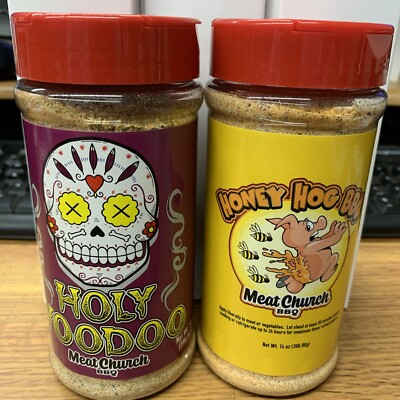 Meat Church BBQ Rub Seasoning Combo: Honey Hog (14 oz) and Holy VooDoo ...