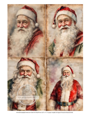 Parchment Santas | A4 Rice Paper | Paper for Decoupage | Decoupage ...