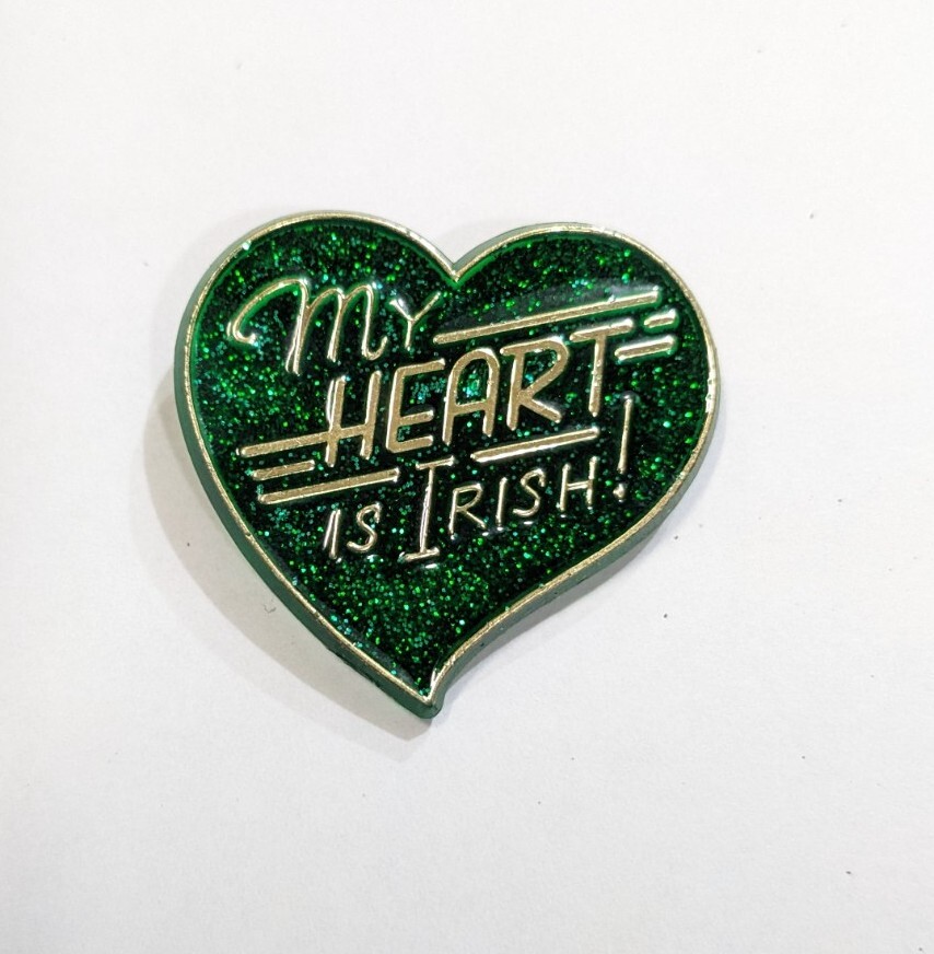 Vtg Irish Pin My heart is Irish Green Glitter Heart B… - Gem