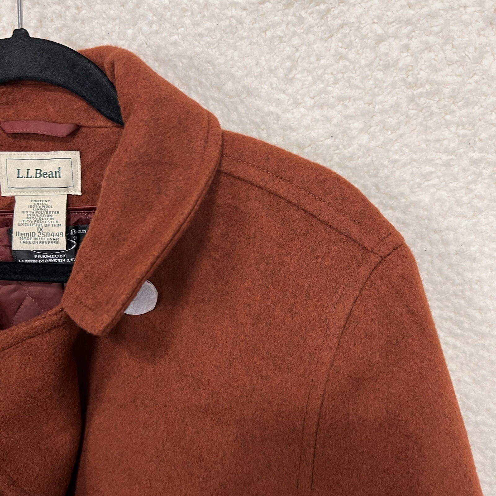 L.L. Bean Classic Lambswool Bellandi Peacoat Womens 1X Red Double Breasted NWOT | eBay