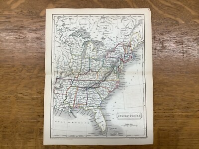 1842 Hand-Colored Map Of The United States 10.5 x 8.25 Atlas Of Modern ...