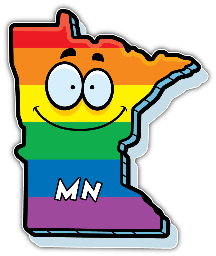 Minnesota USA State Smiley Map Rainbow LGBT Flag Car Bumper Sticker ...