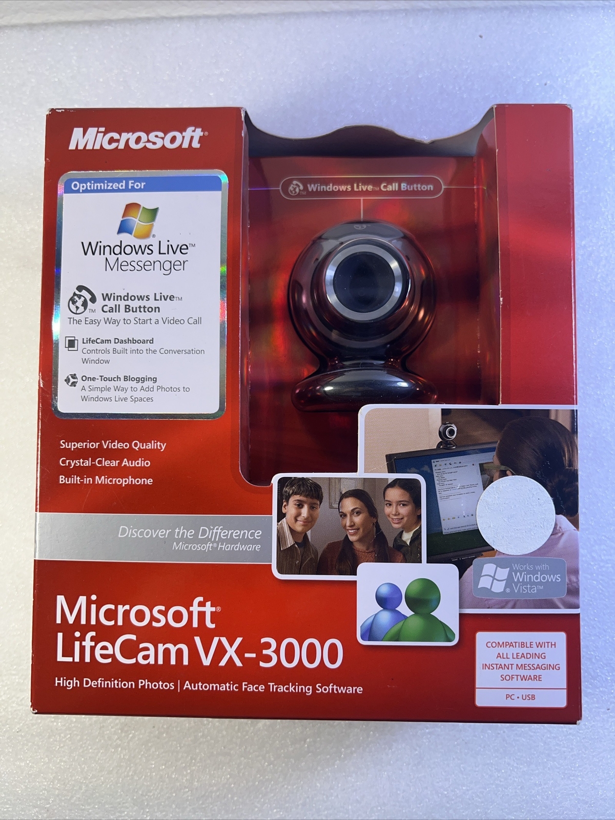 Microsoft LifeCam VX-3000 Model 1076 Windows Live Call Button Auto ...
