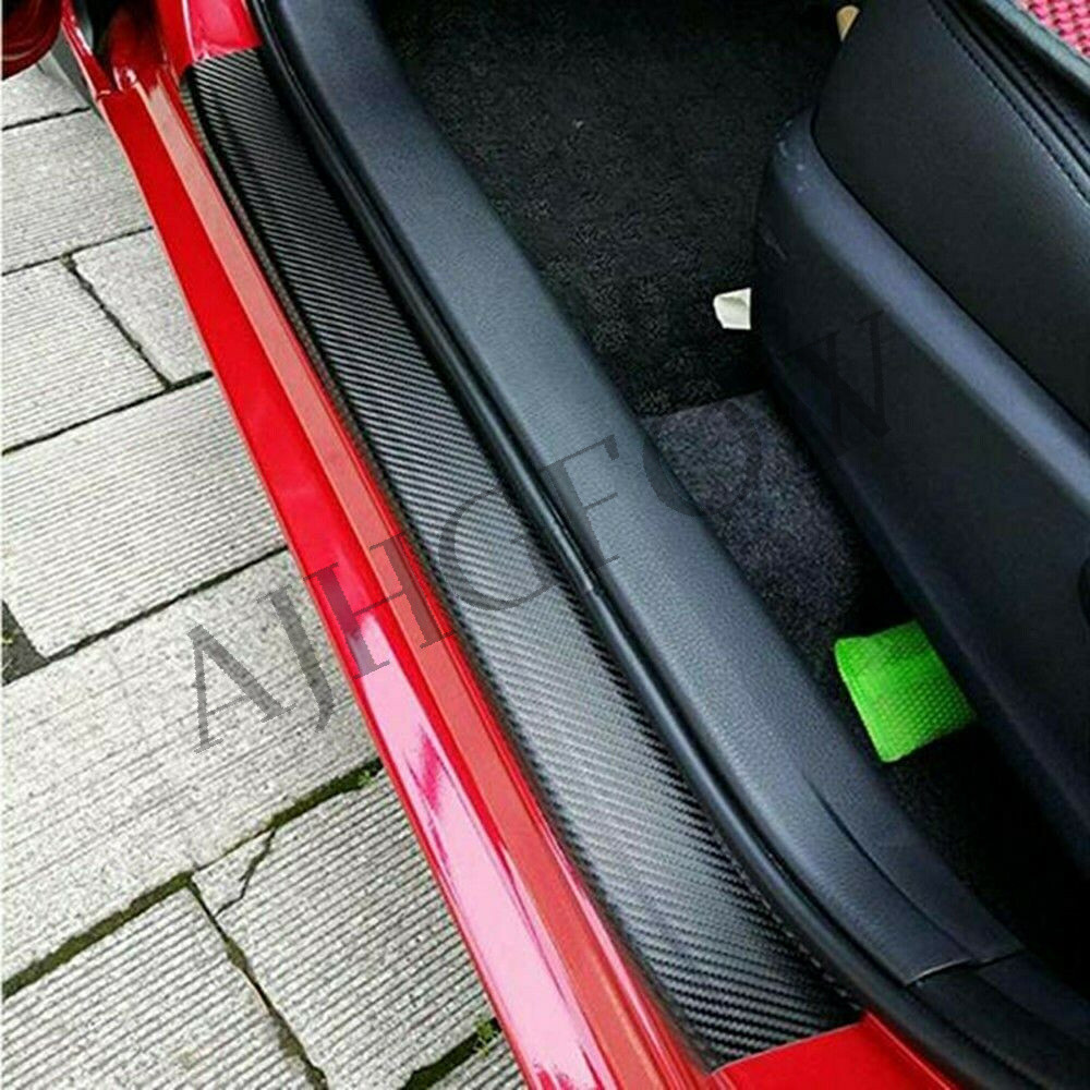 Car Carbon Fiber Vinyl Film Sticker Door Sill Scuff Anti Scratch Tape ...