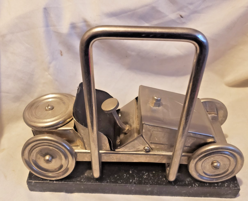 ANTIQUE HOT ROD/SOAP BOX BOOKENDS SILVERTONE METAL ON MARBLE BASE | eBay