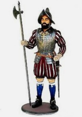 7.5' Life Size Spanish Knight with Halberd Conquistador Statue Display ...