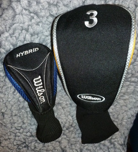 Lot/2 WILSON GOLF CLUB HEAD COVERS : #3 Black & Yellow & HYBRID Black ...