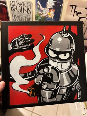 Futurama Bender graffiti art on canvas spraypaint | eBay