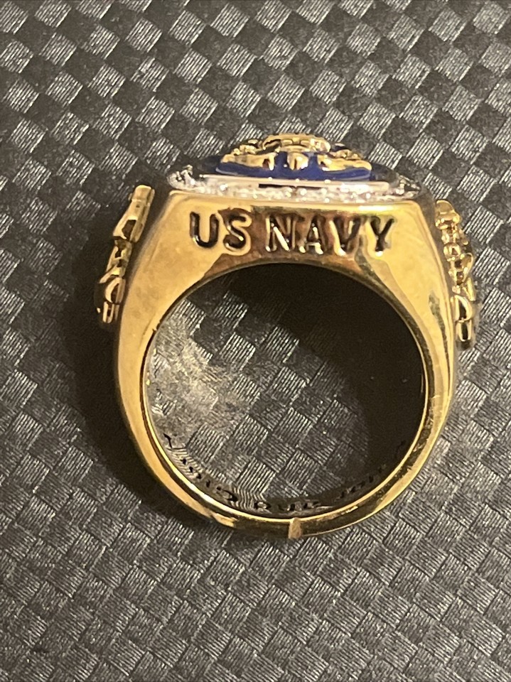 danbury mint military veteran rings US NAVY style 14k GOLD PLATED W ...